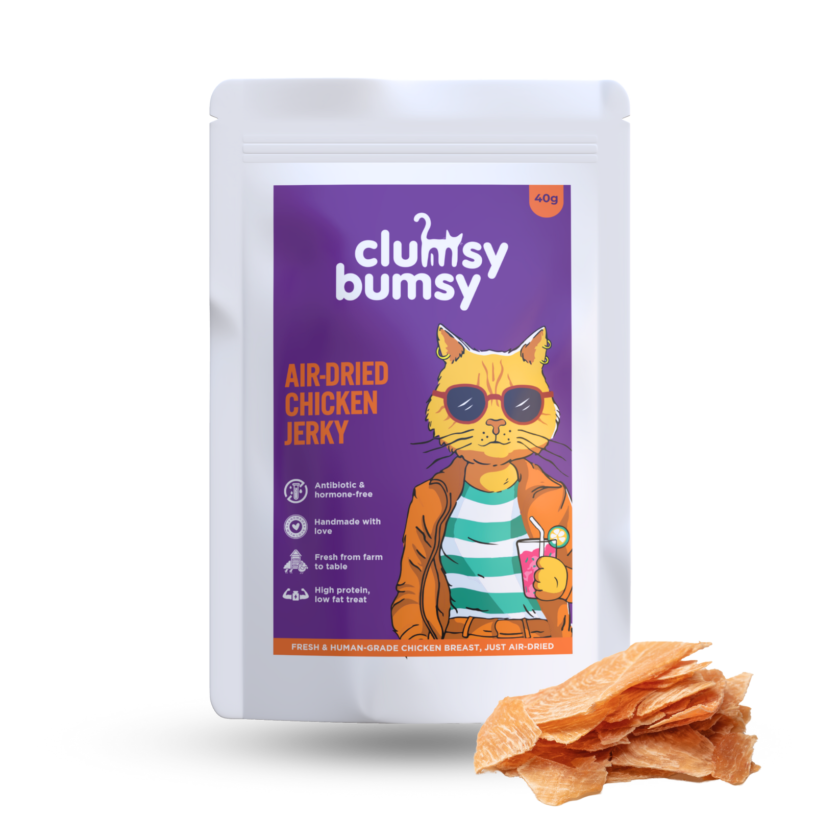 Chicken Jerky - 40g (Air-Dried) – Clumsy Bumsy